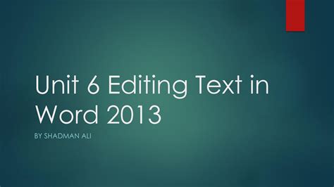 SOLUTION Editing Text In Word Studypool