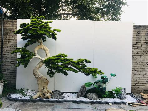 仿真崖柏松松树罗汉松假松树商场室内装饰造型美人迎客松景观摆件 阿里巴巴