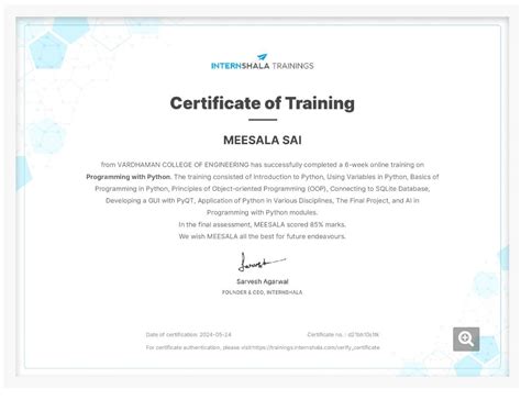 Sai Meesala On Linkedin Python Programming Certification Learning Tech