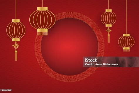 중국 설날 금색과 빨간색 인사말 배너 포스터에 대 한 템플릿입니다 2025 둥근 중국 등불과 복사 공간이 있는 프레임 0명에