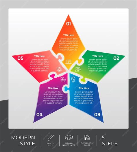 Premium Vector Puzzle Step Infographic Vector Design With 5 Steps Colorful Style For