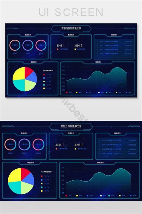 진한 파란색 시각적 데이터 인터페이스 웹 Ui 유저인터페이스 Psd 무료 다운로드 Pikbest