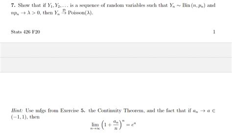 solved 7 show that if yı y2 is a sequence of random
