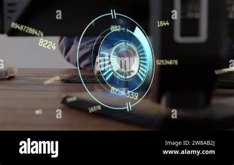 Animation Of Scope Scanning Over Numbers And Person Using Keyboard