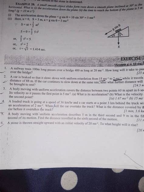 Example 20 A Small Smooth Object Slides Form Rests Down A Smooth Plane I