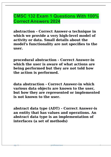 Cmsc 132 Exam 1 Questions With 100 Correct Answers 2024 Cmsc 132 Stuvia Us