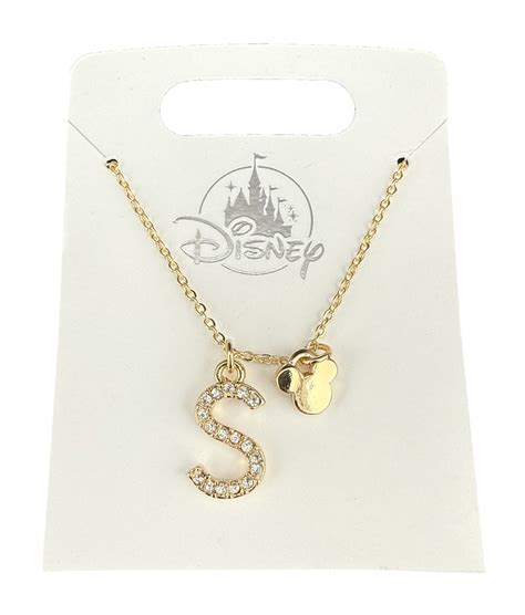 Disney Initial Necklace Mickey Mouse Jeweled Gold