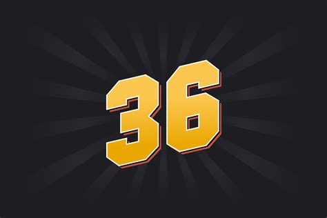 Number 36 Vector Font Alphabet Yellow 36 Number With Black Background