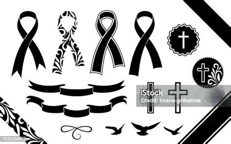 장례식 장식 벡터 기념 디자인 요소입니다 테두리 칸막이 리본 프레임 및 코너 Charitable Foundation에 대한 스톡 벡터 아트 및 기타 이미지