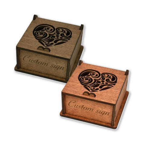 Personalized Small Wooden Box With Hinged Lid Wood Keepsake Box With Engraved Custom Signtiny