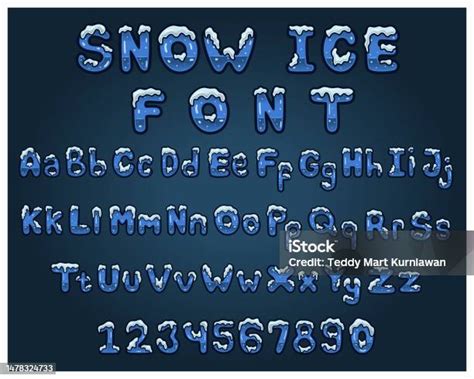 눈 얼음 글꼴 만화로 만든 라틴 알파벳 A에서 Z까지의 영어 문자 레이블 인사말 카드 글자 및 로고에 대한 벡터 글꼴 컴퓨터 글자에 대한 스톡 벡터 아트 및 기타 이미지