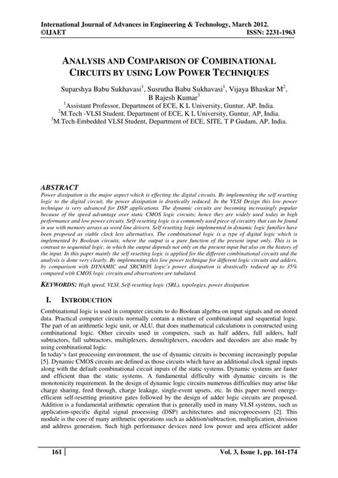 Pdf Analysis And Comparison Of Combinational Circuits By Using Low