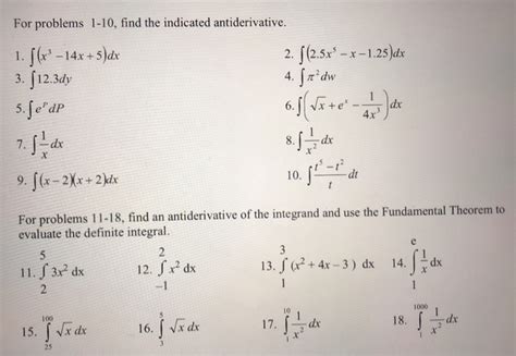 Solved For Problems 1 10 Find The Indicated Antiderivative Solved For Problems 1 10 Find The Indicated Antiderivative