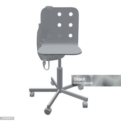 흰색 배경에 고립된 의자에 매달려 있는 배낭의 다각형 모델입니다 벡터 일러스트 레이 션입니다 3d 그레이 색상 0명에 대한 스톡 벡터 아트 및 기타 이미지 Istock