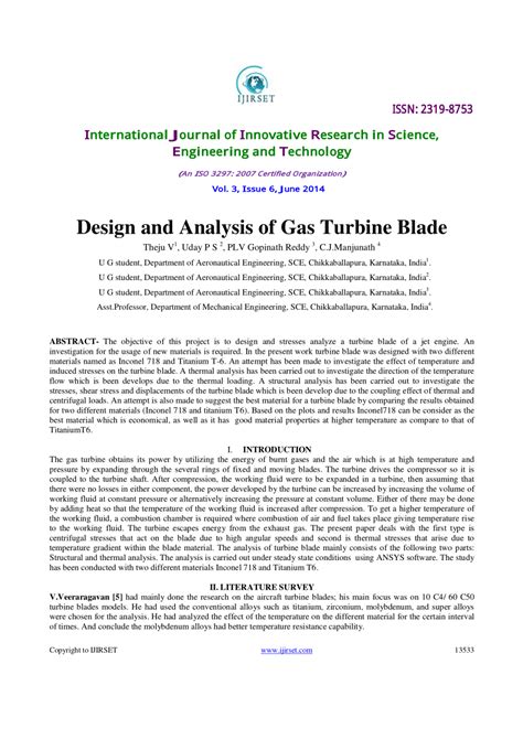 Pdf Design And Analysis Of Gas Turbine Blade