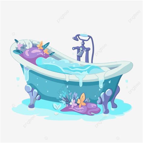 حوض الاستحمام Clipart Mermaid And Sea Tub On White Background With