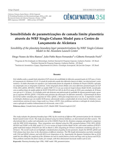 Pdf Sensibility Of The Planetary Boundary Layer Parameterizations By Wrf Single Column Model