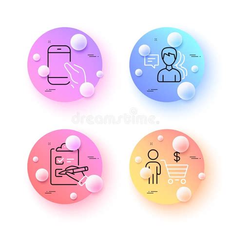 Checklist People And Hold Smartphone Minimal Line Icons For Web