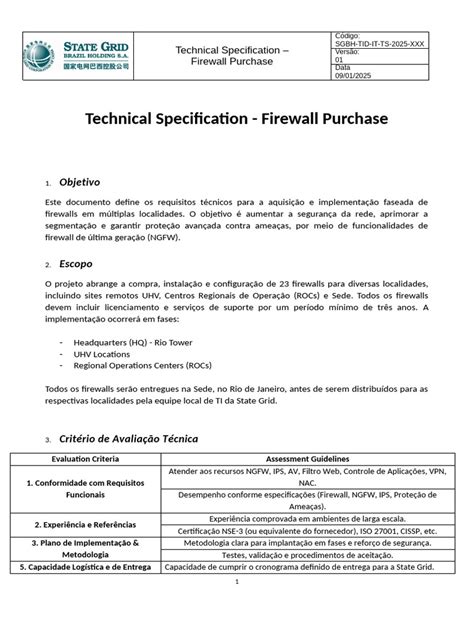 Especificação Técnica Para Compra De Firewalls Pdf Firewall