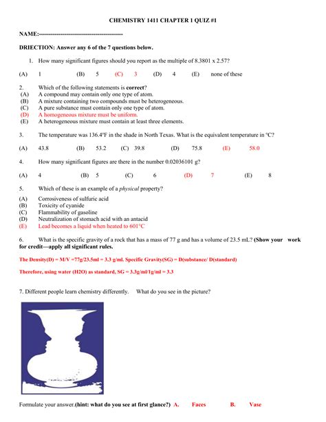 CHEMISTRY 1411 CHAPTER 1 QUIZ Doc
