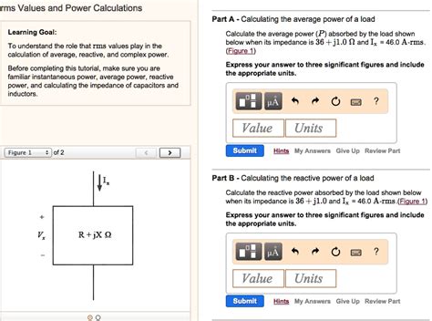 Solved Text Rms Values And Power Calculations Part A Calculating The Average Power Of A Load
