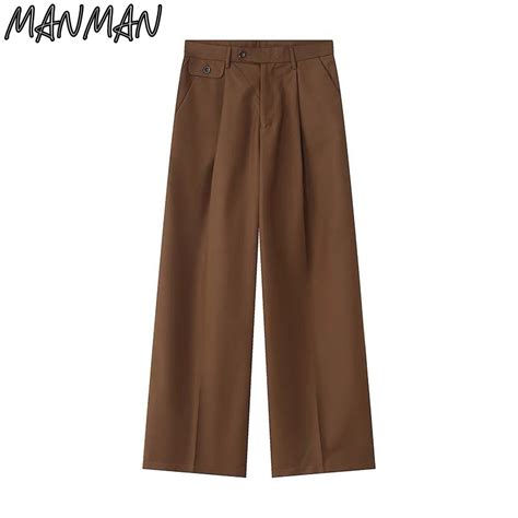 Manman กางเกงสูทผู้ชาย ลำลอง แมทช์ลุคง่าย กางเกงเก้าส่วน ทรงตรง แบบหลวม แนววินเทจ Shopee Thailand