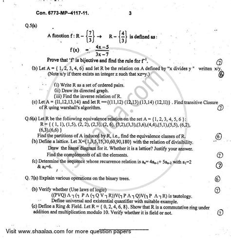 Discrete Structure And Graph Theory 2011 2012 Be Computer Engineering Semester 3 Se Second Year