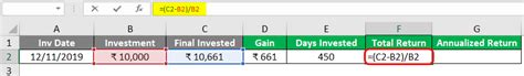 Calculating Investment Return In Excel Examples And Calculation