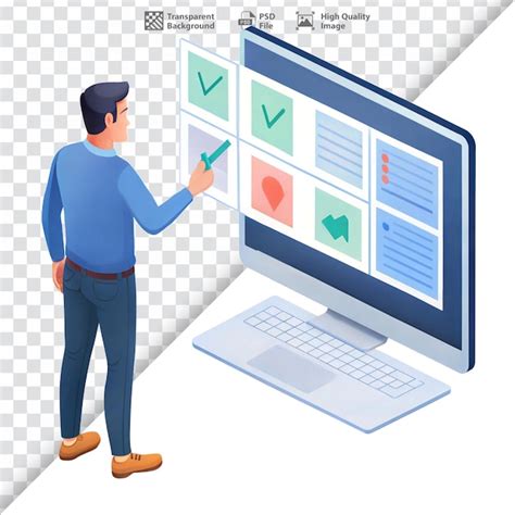 Man Interacting With Online Task Management System Premium Ai