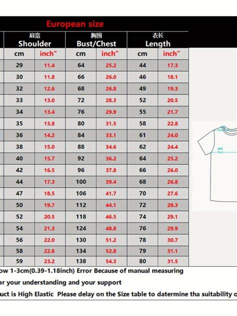 Unisex Size Conversion Chart Shirt