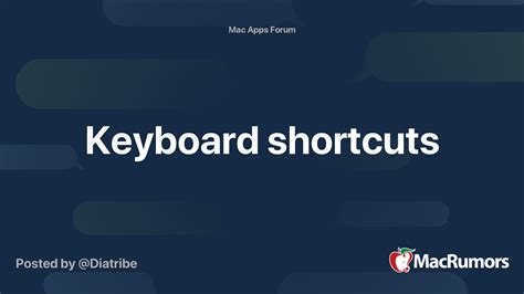 Keyboard Shortcuts Macrumors Forums