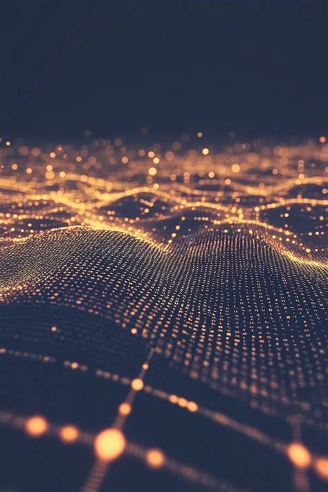 A Dark Background With Glowing Digital Binary Code Streams Stock