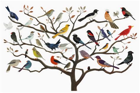 A Branching Tree Diagram Depicting The Evolution Of Different Birds