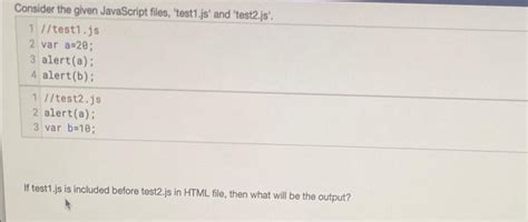 solved consider the given javascript files test1 js and