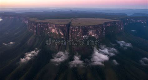 Majestic Tepui An Aerial View Of Auyán Tepui At Sunrise In Canaima
