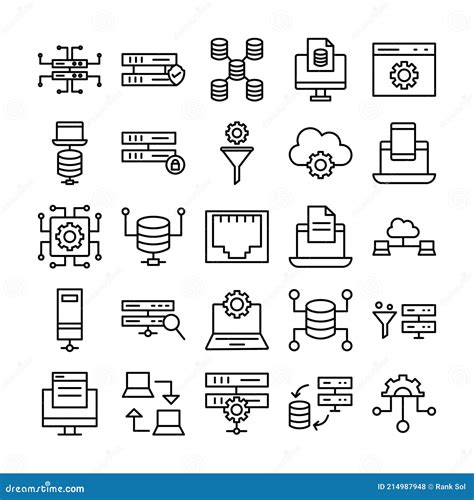 Data Management And Server Icons Pack Consist With Data Management Database Architecture