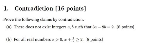 Solved Contradiction [16 ﻿points]prove The Following Claims