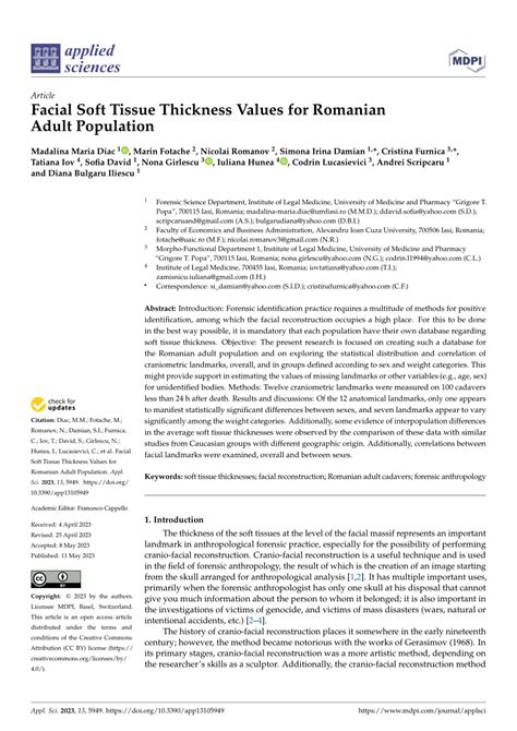 Pdf Facial Soft Tissue Thickness Values For Romanian Adult Population