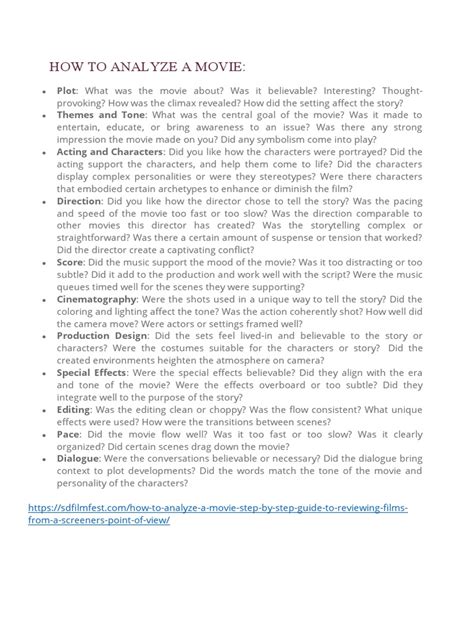 How To Analyze A Movie Pdf