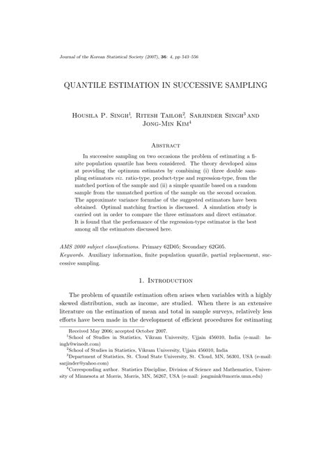 Pdf Quantile Estimation In Successive Sampling