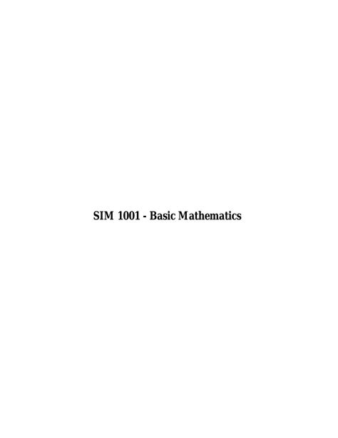lecture notes sim 1001 basic mathematics sim1001 basic