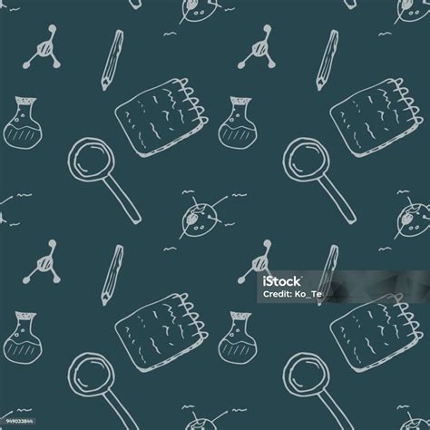 재미 있는 완벽 한 패턴 손잡고 그린 만화 학 용품 및 크리에이 티브 요소와 함께 스타일 개체 그룹에 대한 스톡 벡터 아트 및 기타 이미지 개체 그룹 검사 보기 과학