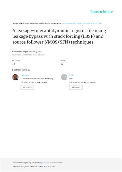 Pdf A Leakage Tolerant Dynamic Register File Using Leakage Bypass With Stack Forcing Lbsf