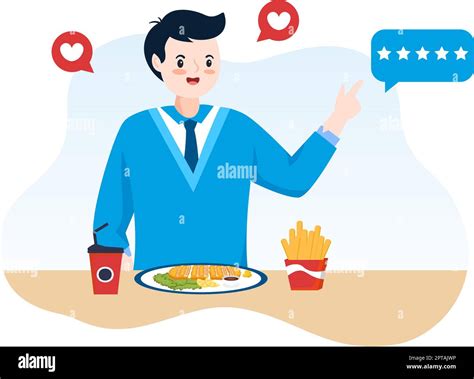 Restaurant Rating Review Template Hand Drawn Cartoon Flat Illustration With Customer Feedback