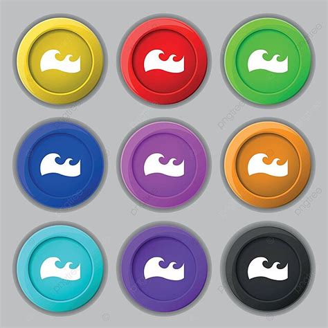 Round Colorful Buttons Featuring Wave Icon Symbols In Vector Format Vector Water Symbol