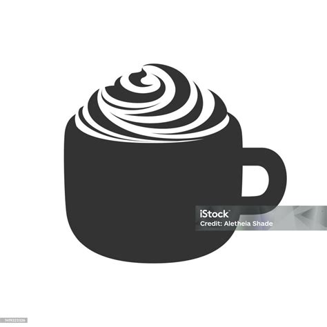 머그잔 실루엣 템플릿에 거품과 크림이 든 음료 컵 간단한 최소 플랫 클립 아트 카페 상점 메뉴 카페인 레스토랑 등을위한 아이콘