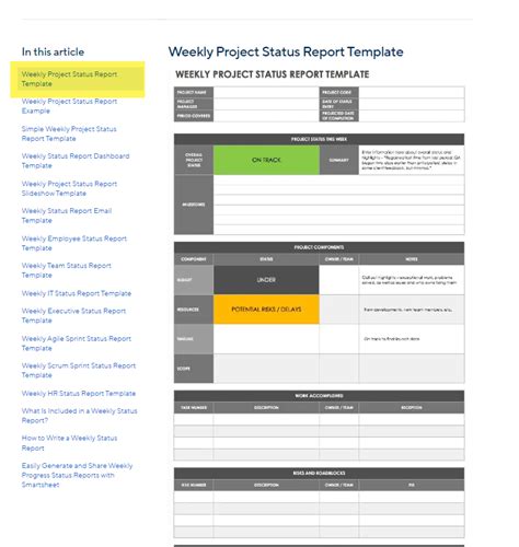 How To Use Project Status Report And Templates — Smartsheet Community