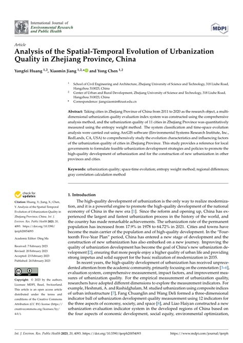 Pdf Analysis Of The Spatial Temporal Evolution Of Urbanization Quality In Zhejiang Province China