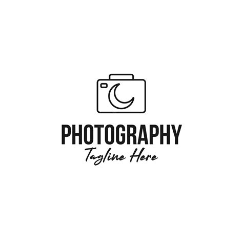 Креативная идея дизайна логотипа лунной фотографии Премиум векторы