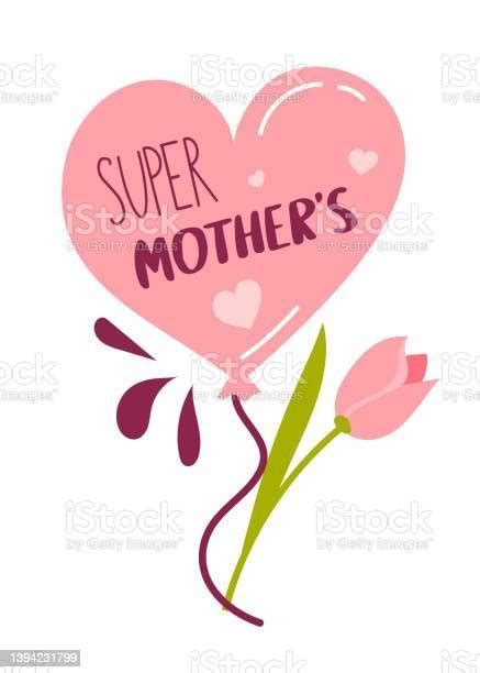해피 어머니의 날 휴일 배너 스티커 엽서와 포스터 벡터 일러스트 레이 션을위한 플랫 스타일의 레터링 슈퍼 엄마 가족에 대한 스톡 벡터 아트 및 기타 이미지 Istock